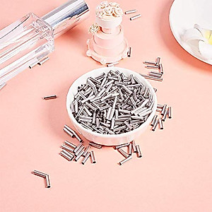 PH PandaHall 500pcs 10mm Stainless Steel Tube Beads Straight Spacer Beads Smooth Tube Loose Beads Connector Findings for Bracelets Necklaces Crafts Jewelry Making, 2mm Hole