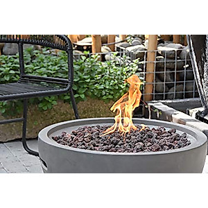 Modeno Nantucket Outdoor Fire Pit Table 27 Inches Round Firepit Concrete Patio Heater Electronic Ignition Backyard Fireplace Cover Lava Rock Included Natural Gas