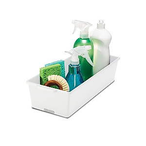 madesmart Antimicrobial Classic Large Deep Bin, Soft Grip, Non Slip Storage Organizer, Multi-Purpose Home Organization, EPA Certified, White, Pack of 6