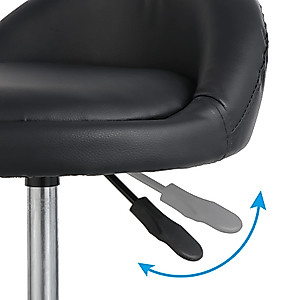 JupiterForce 24'' Adjustable Rolling Stool 360 degree Swivel Salon Office Massage Medical Facial Spa Stool Chair with Wheels Backrest PU Cushion Gas Lift Stool (Black)