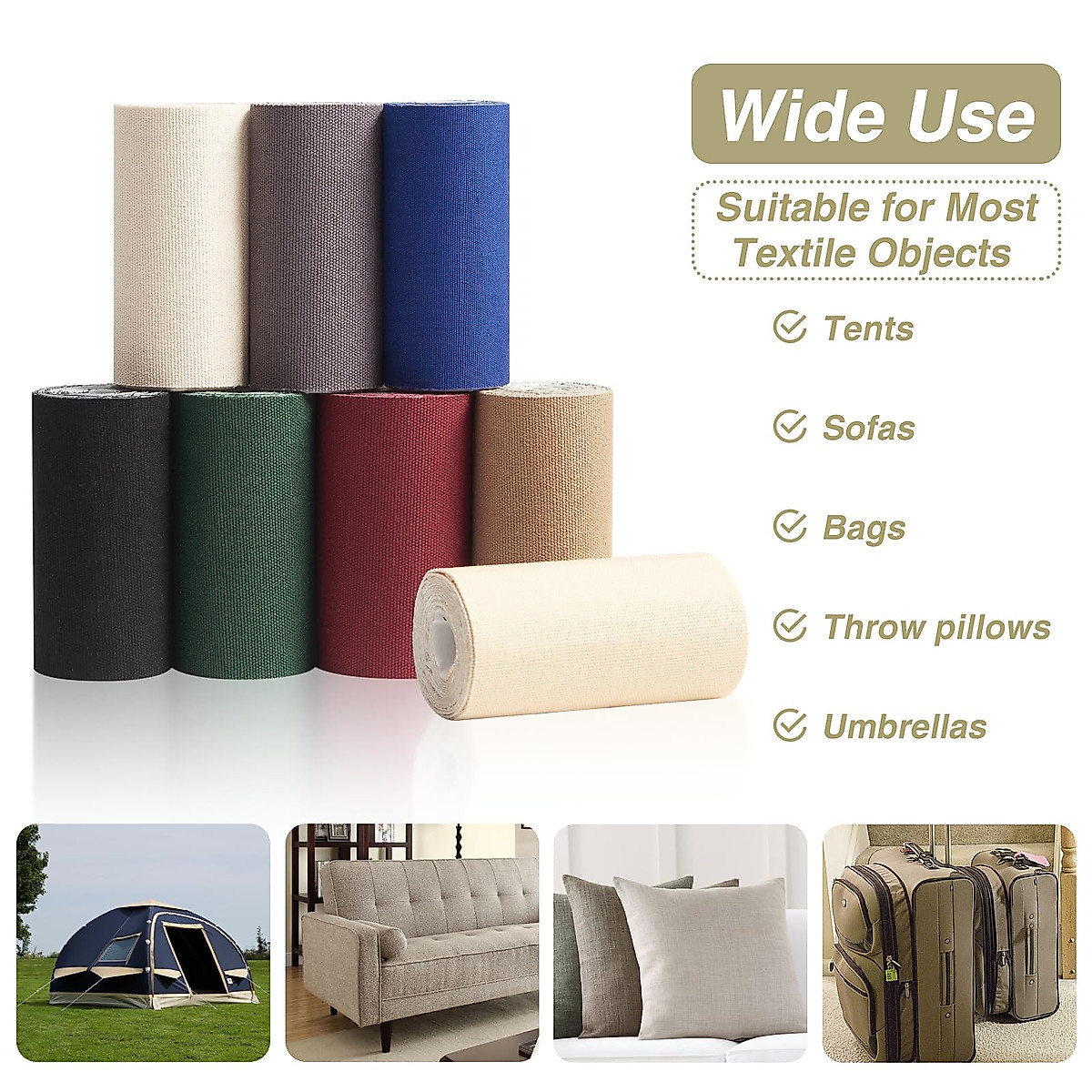 Gheeidau Canvas Repair Tape 4×70 Inch Waterproof Self-Adhesive Fabric Repair Patch for Repairing Boat Covers,Tents,Patio Umbrellas,Car Seats,Luggage,Sofas.(Black)