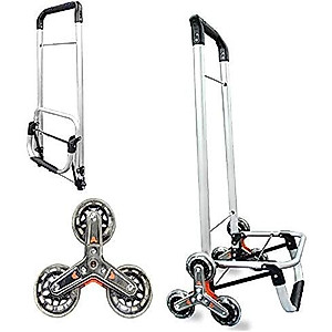 Shopping Trolley on Wheels Multi Function Shopping Cart Aluminum Climbing Stairs with 6 Round Folding Trolley Storage Hand Trucks,Black ,