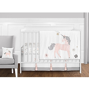 11 pc. Pink, Grey and Gold Unicorn Baby Girl Crib Bedding Set by Sweet Jojo Designs