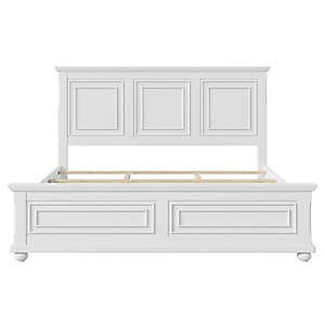 Merax King Vintage Pine Bed in Traditional Country Style, White