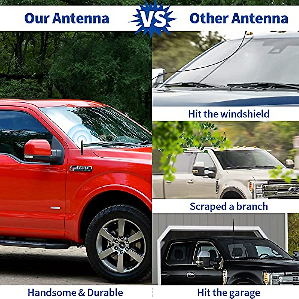 Bingfu Car Truck Stereo Antenna for Ford F Series F150 GMC Sierra Toyota Tundra Tacoma Chevy Silverado Dodge RAM 1500 2500 3500 Heavy Duty Vehicle Pickup Trucks Accessories