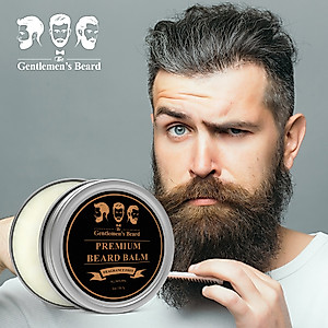 The Gentlemen's Premium Beard Balm - Fragrance Free - Leave-in Conditioner & Softener - All Natural - Styles, Strengthens, Thickens & Softens Promoting Healthier Beard & Mustache Growth