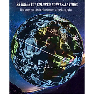 Illuminated World Globe, DIY Self-Assembly Stem Globe for Kids Learning 8 Inch Metal Bracket Constellation Earth globe for children 360° Rotating Educational World Globes for Kids