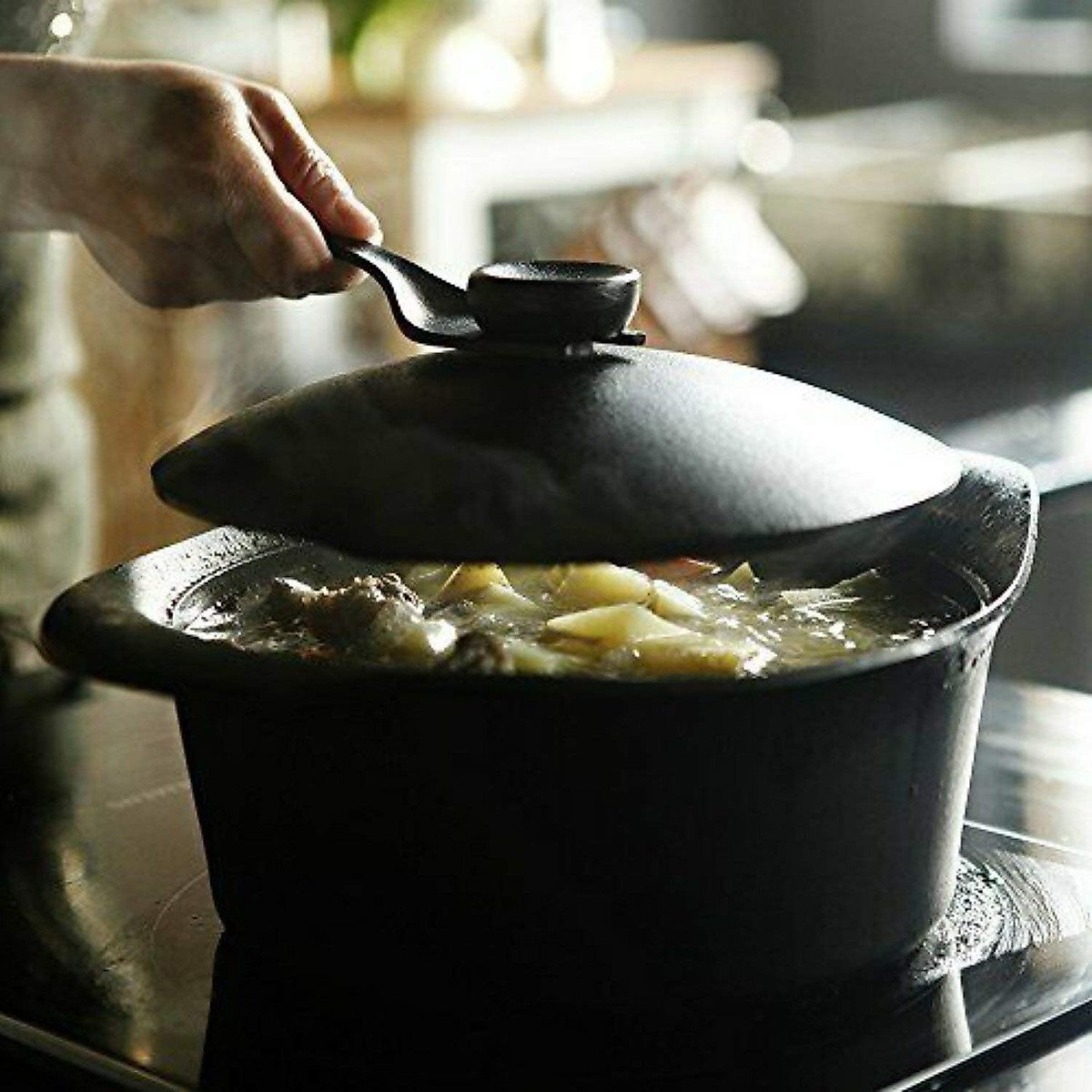 Sori Yanagi Nambu Ironware Deep Iron Pot Combining Simple Design and High Practicality, Made in Japan, Iron Lid and Handle Included, Induction Compatible