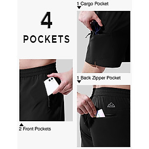 Rdruko Men's Work Hiking Shorts Lightweight Quick Dry Outdoor Cargo Shorts with Pockets(Black, US XL)