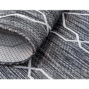 Unique Loom Outdoor Trellis Collection Area Rug - Links Trellis (5' 3" x 8' Rectangle, Charcoal/ Gray)