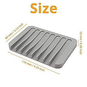 KUFUNG Soap Tray, Flexible Silicone Soap Dish, Soap Case Holder for Bathroom Shower Waterfall Drainer Kitchen, Keep Soap Dry & Easy to Clean (Grey+White)