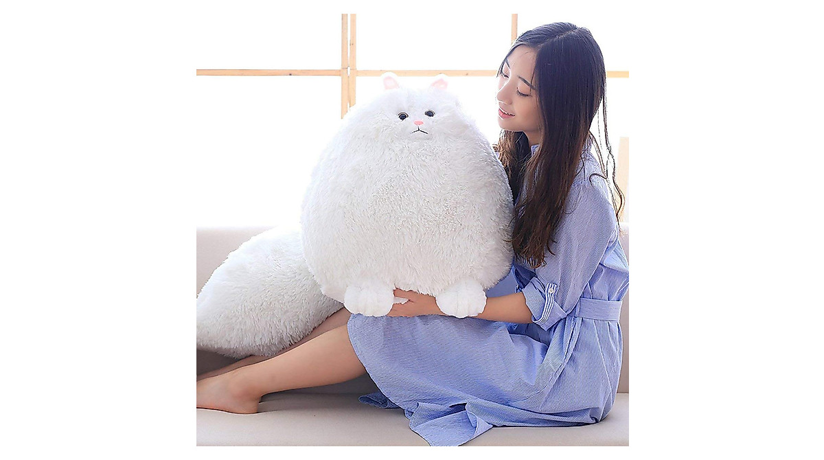 Cuddly 20" Giant White Cat Stuffed Animal - Perfect Gift!