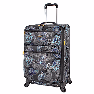 LUCAS Designer Luggage Collection - Expandable 24 Inch Softside Bag - Durable Mid-sized Ultra Lightweight Checked Suitcase with 4-Rolling Spinner Wheels (Diva)
