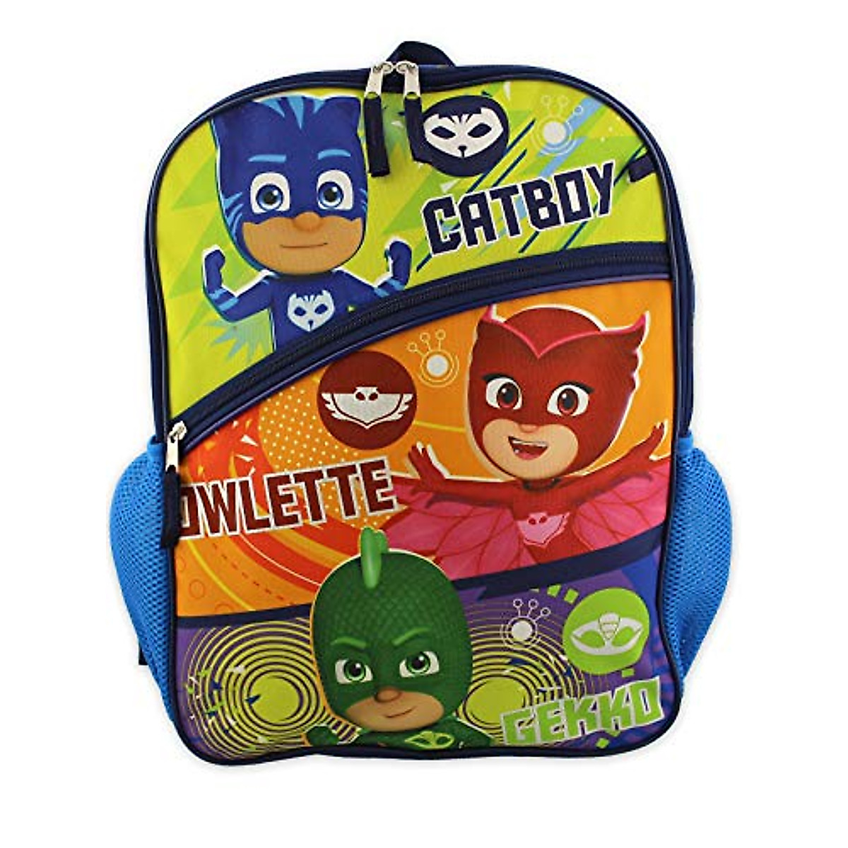 PJ Masks Boys Girls 5 piece 16 Inch Backpack Lunch Bag and Snack Bag School Set (One Size, Blue/Multi)