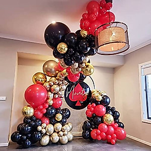 Red Black Gold Balloon Garland Arch Kit, 149Pcs Chrome Metallic Gold Marble Agate Black Balloons for Men Women Kids Birthday Party Decorations Baby & Bridal Shower Wedding Graduation Party Supplies