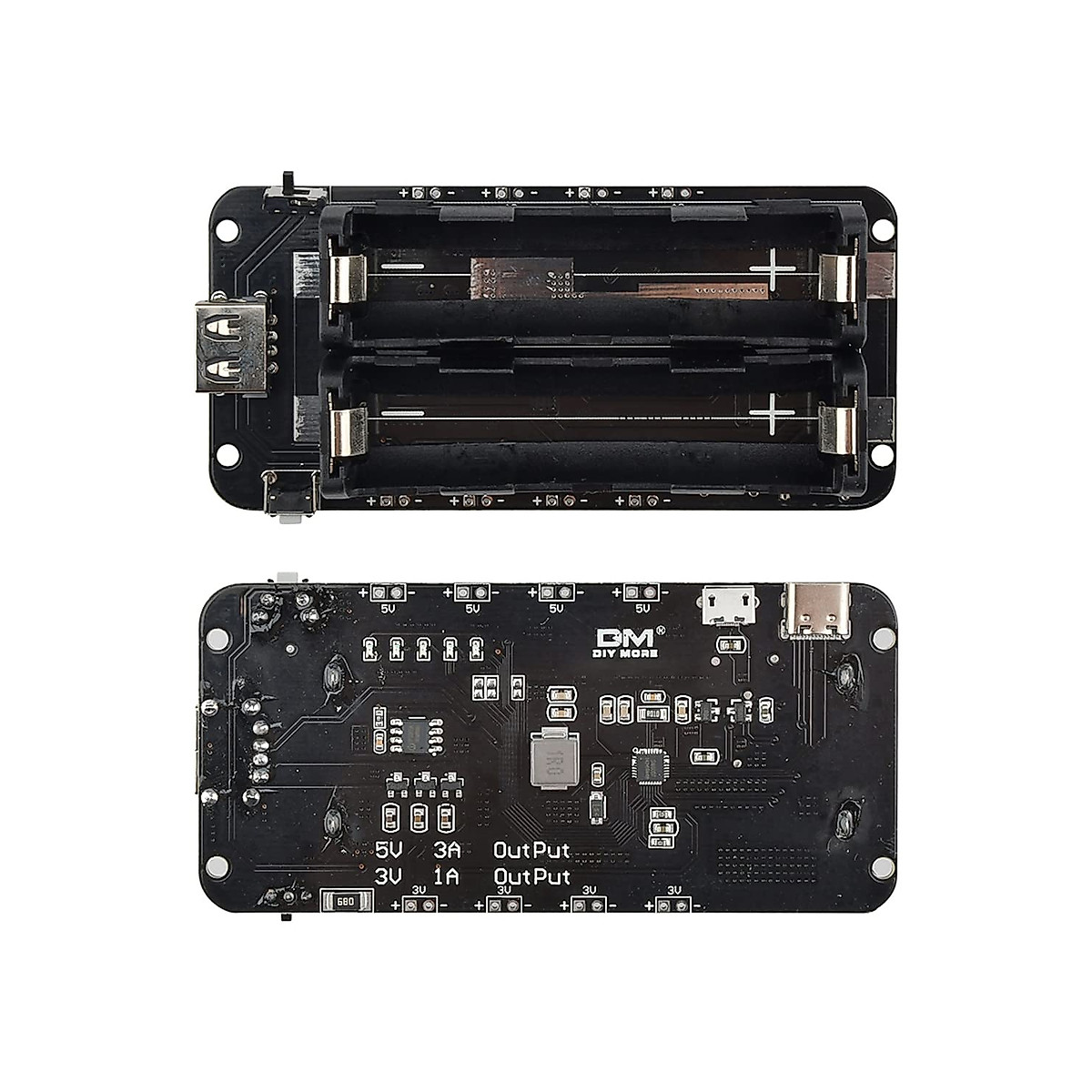 diymore 1865O Battery Holder Double Li-ion V8 Battery Shield Micro USB 5V/3A 3V/1A Power Bank Battery Charging Module for Raspberry Pi and Arduino ESP32 (2 Holders)