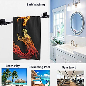 Naanle Chic Cool Two Fighting Roaring Dragon Soft Large Decorative Hand Towels Multipurpose for Bathroom, Hote, Gym and Spa (16" x 30",Black Red)