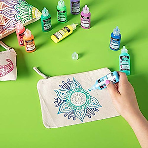 Tulip Dimensional Fabric Paint Big Box, Creative Party Kit, Includes Reusable Plastic Bin, Permanent 3D Paint for Fashion DIYs, Rock Painting, Arts & Crafts, Rainbow Colors, 16-Pack