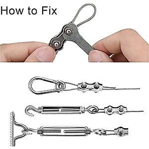 Sun Shade Sail Hardware Kit 6 inch with 4pcs 4 * 12ft Cable Wire Rope 304 Stainless Steel for Patio, Garden Triangle Rectangle and Square Sun Shade Sails Installation 59 pcs