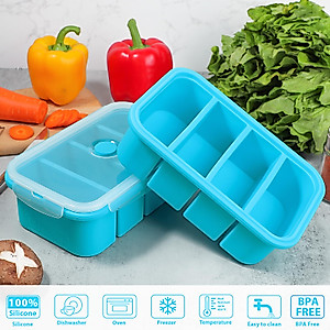 Webake 1 Cup Silicone Freezer Molds with Lids 2 Pack, Easy Release Soup Freezing Containers, Perfect for Meal Prep, Fruits, Soup, Food Storage, Broth, Leftovers