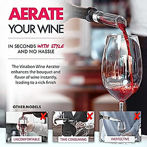 VINABON Wine Aerator – New 2023 Premium Wine Aerating Pourer and Wine Air Aerator Decanter Spout – Improves Wine Flavor & Bouquet. Includes WineGuide Ebook