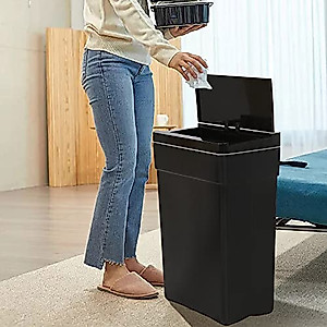 13 Gallon Automatic Trash Can with Motion-sensing Lid, Touchless High-capacity Rectangular Trash Can with Lid, Plastic Garbage Cans for Kitchen Bathroom Bedroom Office