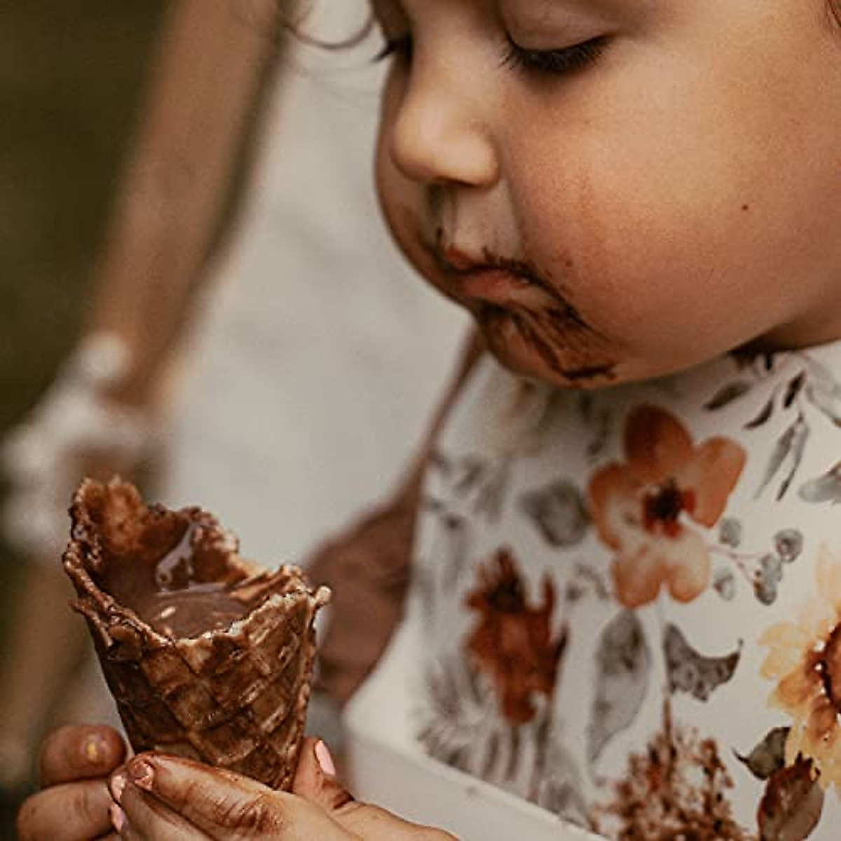 Stadela Baby Silicone Feeding Bib, Waterproof Adjustable, Baby Girl, Floral Bohemian Print with Flowers