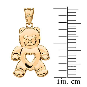 Fine 14k Yellow Gold Love Teddy Bear Charm Pendant
