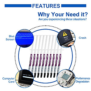10 Pack HY880 Thermal Paste Kit-5.15 W/MK 1 G/Pcs, High Performance Thermal Compound Paste Grease Heatsink for CPU, Processor, All Cooler Master, Computer, PS4