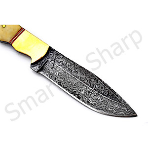 Smart & Sharp Custom Handmade Damascus Steel Hunting Knife/Skinning Knife AA-17285 (Natural Bone)