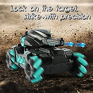 RC Tank That Shoots BBS, Nerf Tank Toy Kids Gift, RC-Remote-Control-Tank-Toy for 8 Year Old Boy Toys, Hand Controlled RC Car with Water Bullet, Nerf Robot Hand Remote Control Car for Boys Age 8-12