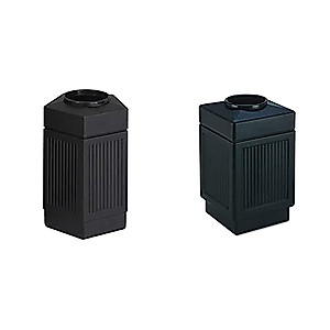 Safco Products Canmeleon Outdoor/Indoor Open Top Pentagon Trash Can, Black, 30-Gallon & Safco Products Canmeleon Outdoor/Indoor Recessed Panel Trash Can 9475BL, Black,38-Gallon