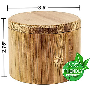 Estilo Premium Bamboo Salt and Pepper Bowls, Wooden Spice Containers with Magnetic Swivel Lids, Perfect for Salt, Spice, Sugar, Pepper Brown