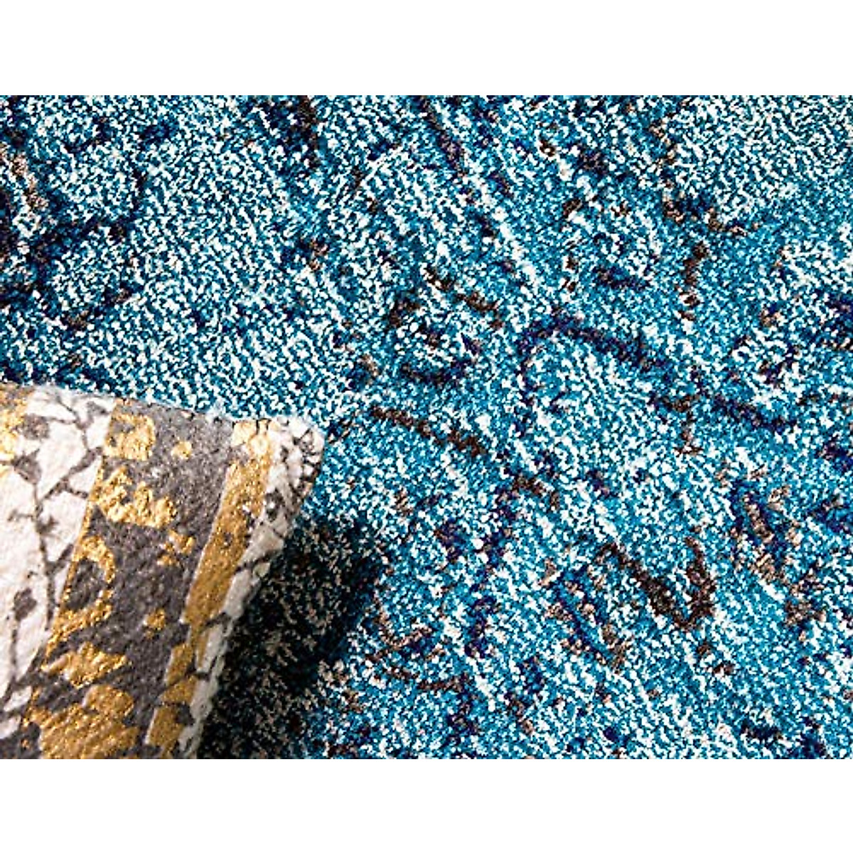 Rugs.com Fleur Collection Rug – 3' Round Light Blue Medium-Pile Rug Perfect for Kitchens, Dining Rooms