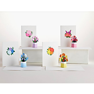 Lovepop Flower Pot Notecard 4-Pack Pop Up Cards, Paper Flower Bouquet Cards, Thank You Cards With Envelopes, Thank You Notes Greeting Cards, 3D Card, Greeting Card, Pop Up Notecard