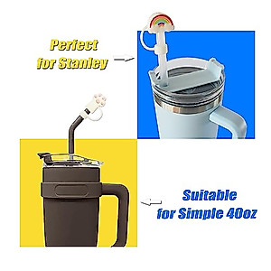 Straw Covers Cap for Stanley Cup - 8Pcs Straw Tip Covers Compatible with Stanley 30&40 Oz Tumbler, Soft Silicone Dust-Proof Straw Cover, Cute Straw Protectors for Stanley Cups Accessories