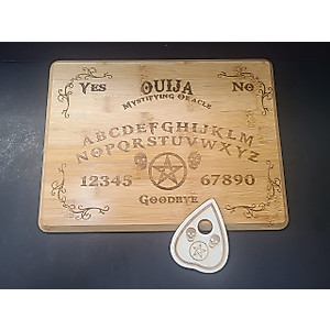 Ouija Spirit Talking Bamboo Cutting Board with Slider/Kitchen Carving Board 12x9 / Novelty Ouija Board