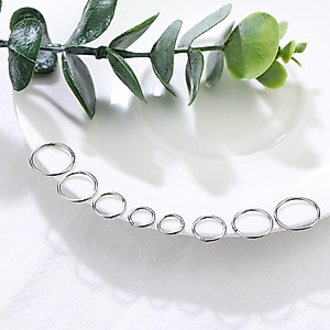 MILACOLATO Hypoallergenic Nose Rings Hoops 8Pcs 18G 316L Stainless Steel Hinged Segment Clicker Rings for Septum Cartilage Daith Conch Helix Rook Tragus Ear Lobe Sleeper Earrings Nose Piercing Jewerly for Men Women, 6/8/10/12mm