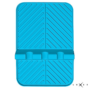 Luxet Updated Spoon Rest for Kitchen Counter, Heat-Resistant Silicone Utensil Rest for Countertop with Drip Pad,Non-Slip Spoon Holder for Stove Top Kitchen and Grill Utensil Holder Lid BPA-Free (Blue)