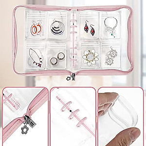 Transparent Jewelry Organizer, Jewelry Storage Book with Pockets, Travel Jewelry Storage Album Binder Zipper Pouch Bag for Necklaces Earrings Ring Display - 80 Grids+80 Anti-Oxidation PVC Bags