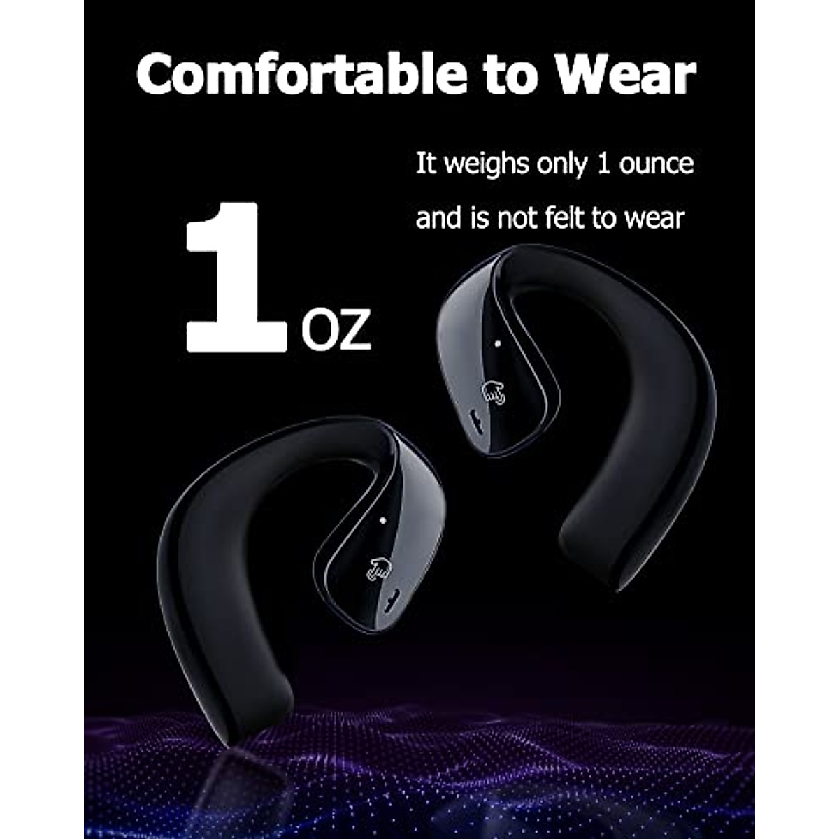 Open Ear Headphones Wireless Bluetooth Running Open Ear Clip Earbuds with Earhooks Air Bone Conduction Headphones Bluetooth Waterproof Over The Ear Wireless Wrap Around Earbuds for Gym Workout Sport