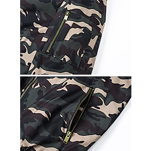 CRYSULLY Mens Jacket Midweight Bomber Sportswear Softshell Jacket Army Green Camo