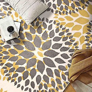 Rugshop Modern Floral Circles Design for Living Room,Bedroom,Home Office,Kitchen Non Shedding Area Rug 5' x 7' Yellow
