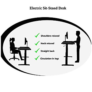 ErgoMax Adjustable Crank Desk w/Tabletop, 45 Inch Max Height, Black