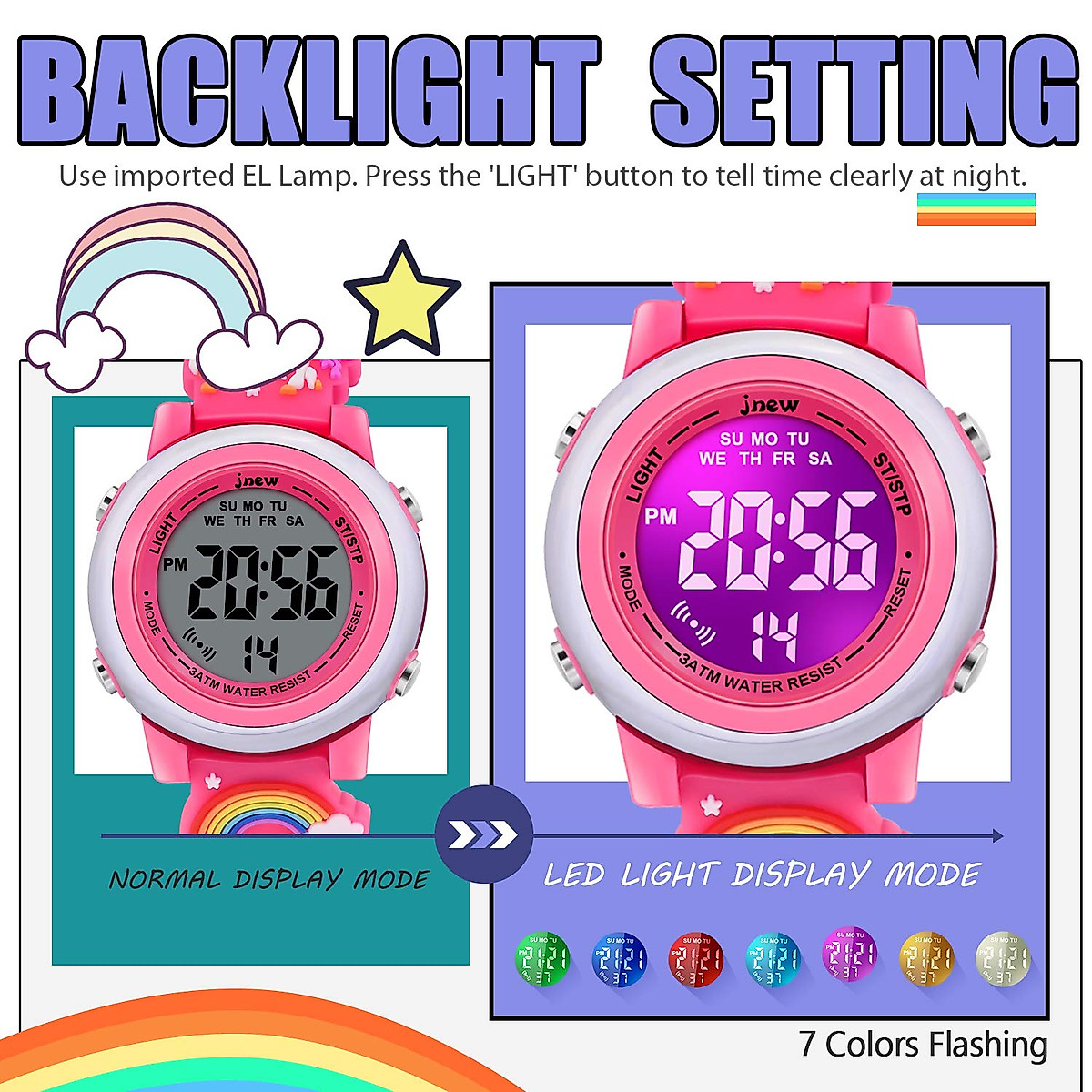 VAPCUFF Unicorn Watch for Girls Age 3-10 - Birthday Gift for Toddler and Kids, Red