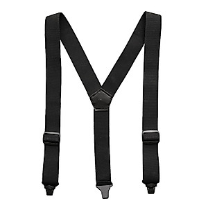 MELOTOUGH Airport Friendly Suspenders,NO buzz Plastic Clip 1.5 inch Fully Elastic Braces with Y Back Leather Patch(Black)