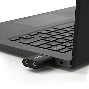 Plugable USB Audio Adapter with 3.5mm Speaker-Headphone and Microphone Jack, Add an External Stereo Sound Card to Any PC, Compatible with Windows, Mac, and Linux - Driverless