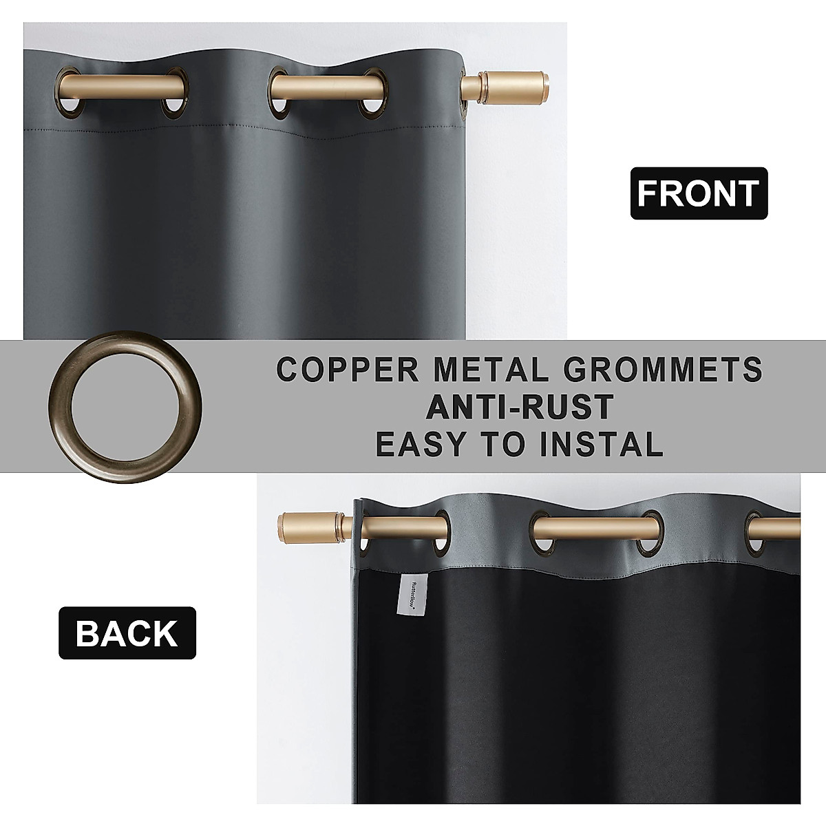 Rutterllow 100% Blackout Curtains 2 Panels, Full Shade 84 Inches Long Complete Drapes for Living Room, Dark Grey Thermal Insulated Bedroom Window Treatment Drapes (Gray, 52 x 84 inch)