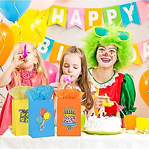 Moretoes 40pcs Gift Bags with 80 Tissues Papers, 8 Colors Bulk Party Favor Bags with Handles, Small Size Rainbow Gift Bags for Wedding, Baby Shower, Birthday, Party Supplies and Gifts