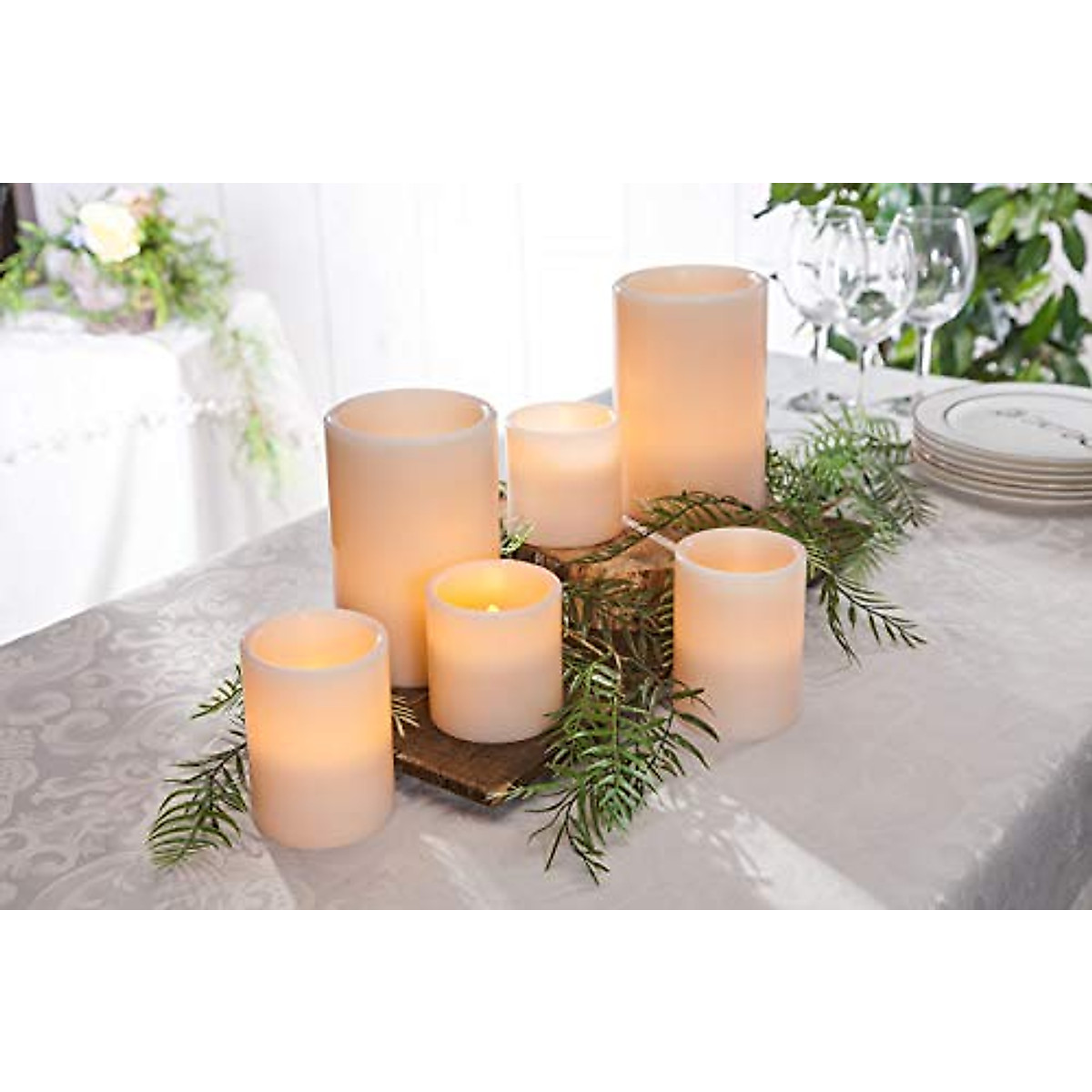 Wax Straight Edge 1000-Hour Candles with Soft Glow Flicker and Full Body Glow™ (Set of 6)